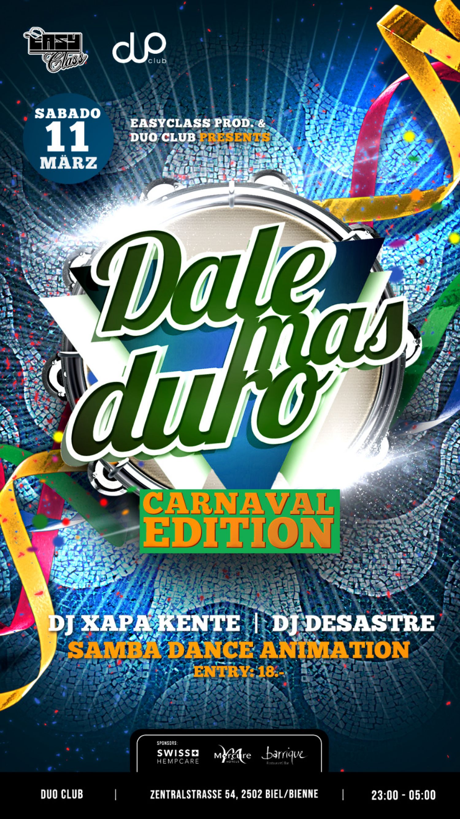 DALE MAS DURO | CARNAVAL EDITION - samedi 11 mars – 23:00 - DUO Club Bienne